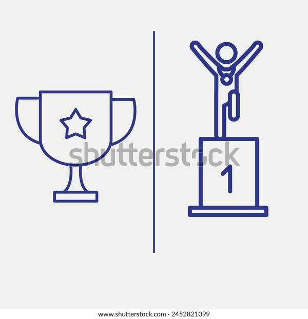 First Position Podium Icon Trophy Outline Stock Vector (Royalty Free ...