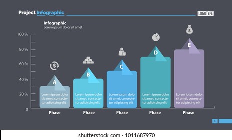 Five Phase Process Chart Template Design: vector de stock (libre de ...