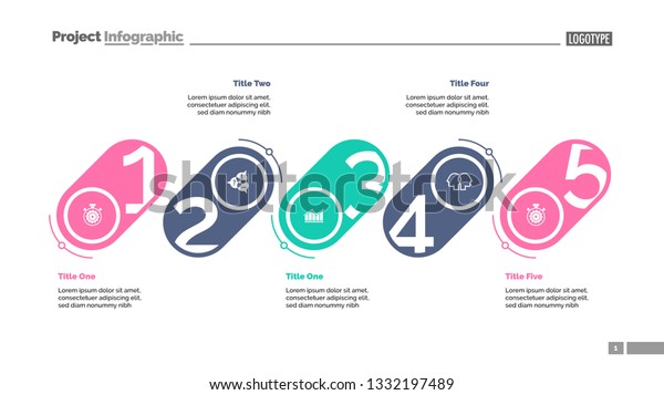 Five Stages Process Chart Slide Template: vector de stock (libre de ...