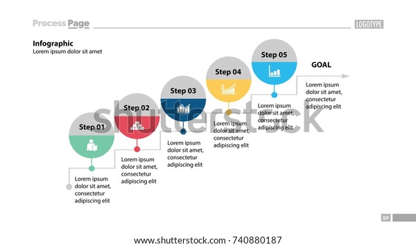 Five Steps Goal Process Chart Design: vector de stock (libre de ...