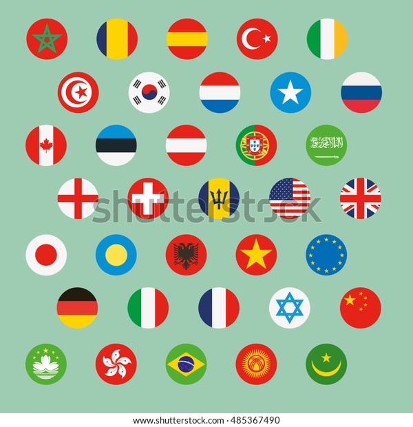 Flags World Vector Icons Set Stock Vector (Royalty Free) 485367490 ...