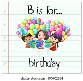 Flashcard Letter B Birthday Illustration Stock Vector (Royalty Free ...