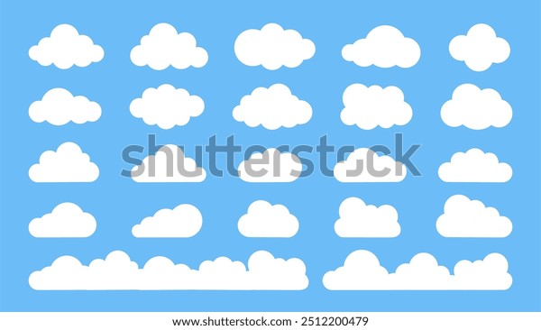 Flat Cloud Simple Cloudy Shapes Cartoon Stock Vector (Royalty Free ...