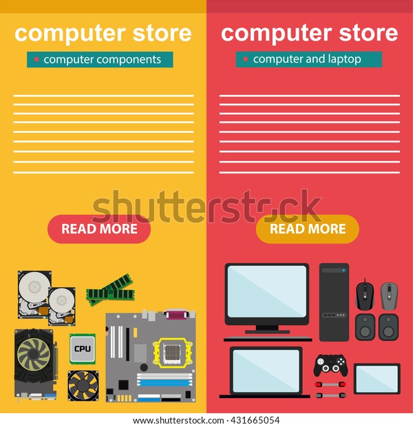 Flat Design Concept Computer Store Sale Stock Vector (Royalty Free ...