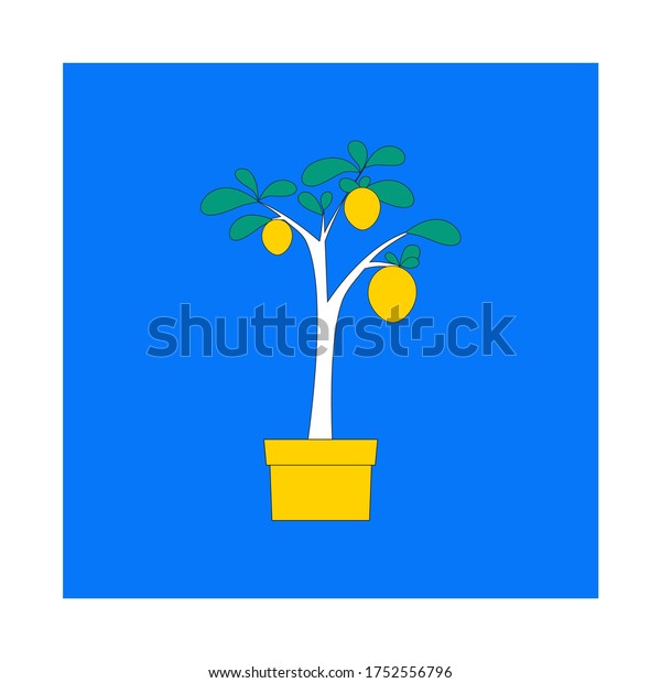 Flat Lemon Tree Pot Vector Illustration Stock Vector (Royalty Free ...