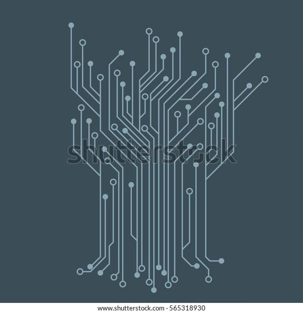 Flat Microelectronics Circuits Blue Circuit Board Stock Vector (Royalty ...