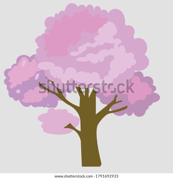Flat Pink Tree Vector Stock Vector (Royalty Free) 1791692933 | Shutterstock