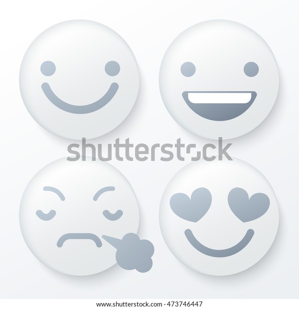 Flat Smiley Emoticon Set Vector Illustration Stock Vector (Royalty Free ...