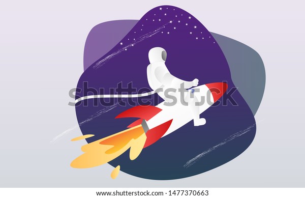 Flat Spaceman Illustration Vector Outer Space Stock Vector (Royalty ...