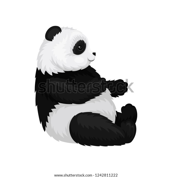 Flat Vector Illustration Cute Sitting Panda Stock Vector (Royalty Free ...