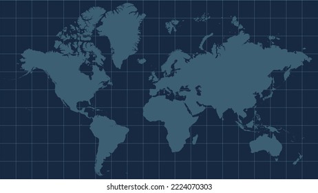 Flat World Map Grid Lines Vector Stock Vector (Royalty Free) 2224070303 ...