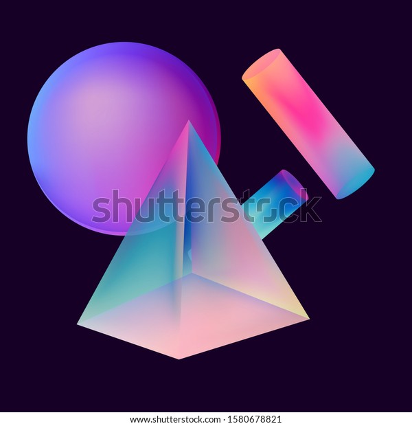 Floating Zero Gravity Geometric Solids Tetrahedral: vector de stock ...