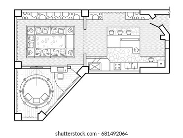 Floor Plan Top View Interior Design Stock Vector (Royalty Free ...