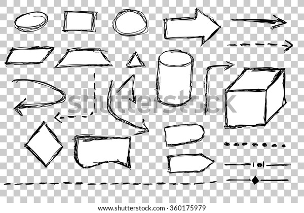 Flowchart Black Pen Transparent Effect Background Stock Vector (Royalty ...