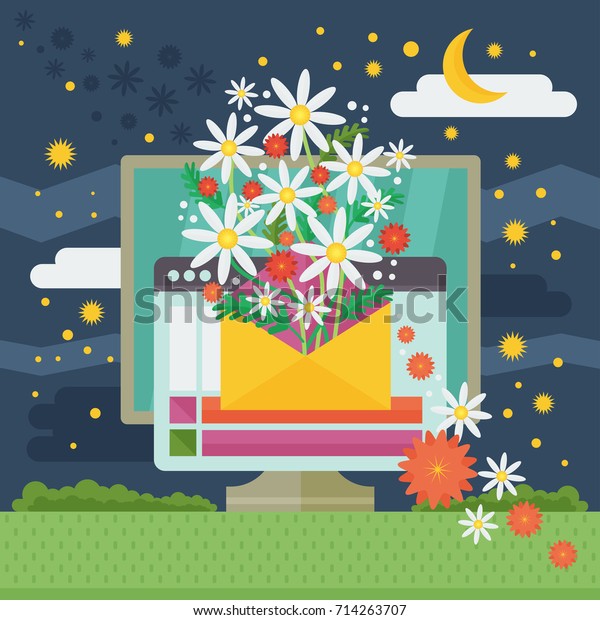 Flower Message Stock Vector (Royalty Free) 714263707 | Shutterstock