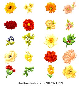 Cute Individual Watercolor Flower Vector Collection Stock Vector ...