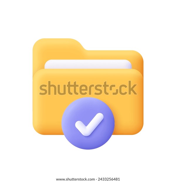 Folder Document Check Mark Notification Button Stock Vector (Royalty ...
