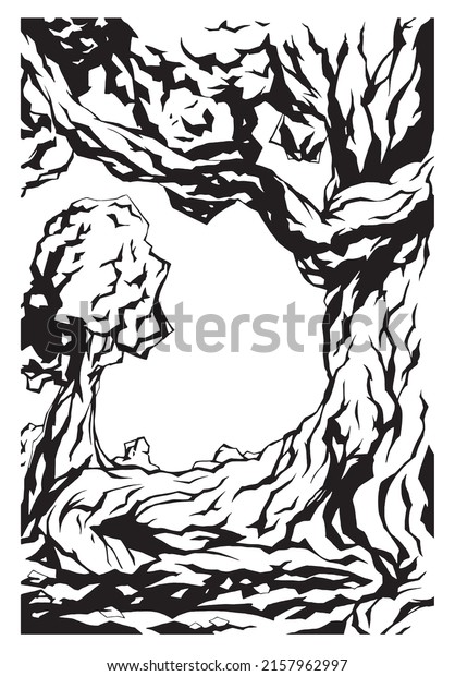 Forest Background Consisting Trees Graphical Traced Stock Vector ...