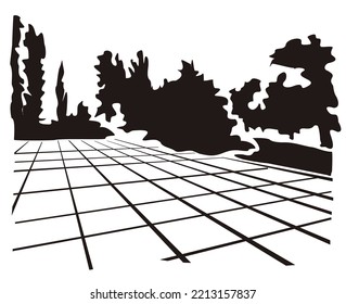 Formal Landscape Composition Engraving Image Park Stock Vector (Royalty ...