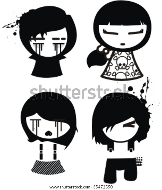 Four Emo Characters Stock Vector (Royalty Free) 35472550 | Shutterstock