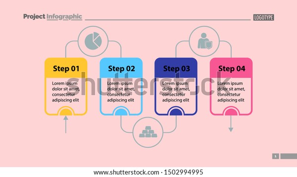 Four Steps Process Chart Slide Template Stock Vector (Royalty Free ...