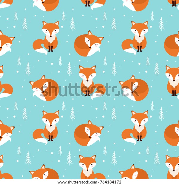 Fox Seamless Pattern Vector Illustration Stock Vector (Royalty Free ...