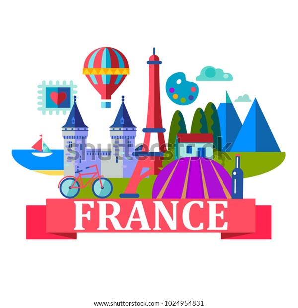 France Set Vector Flat Style French Stock Vector (Royalty Free ...