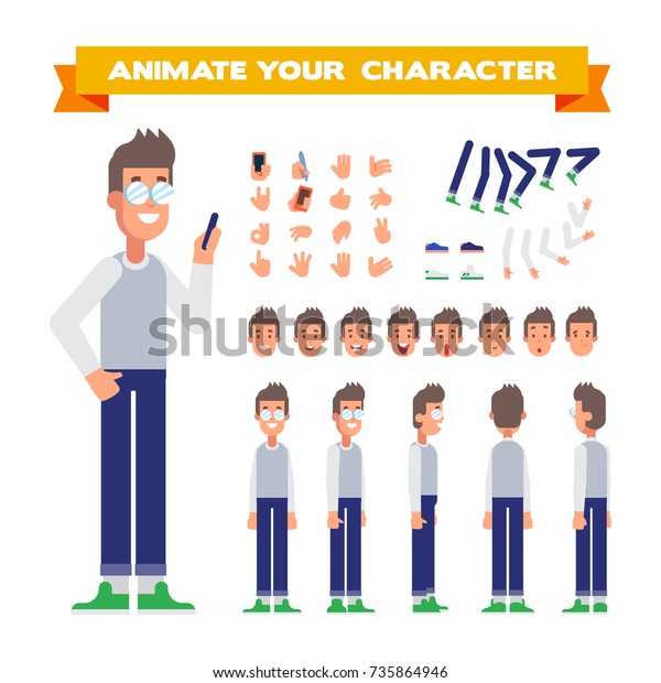 Front Side Back 34 View Animated Stock Vector (Royalty Free) 735864946 ...