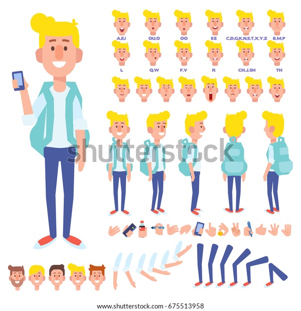 Front Side Back View Animated Character 库存矢量图（免版税）675513958 | Shutterstock
