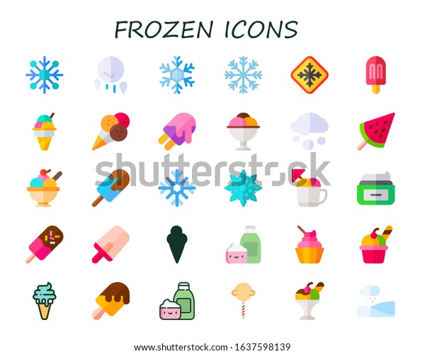 Frozen Icon Set 30 Flat Frozen Stock Vector (Royalty Free) 1637598139 ...