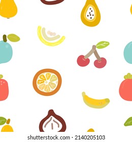 Fruit Cartoon Vector Seamless Pattern Stock Vector (Royalty Free ...