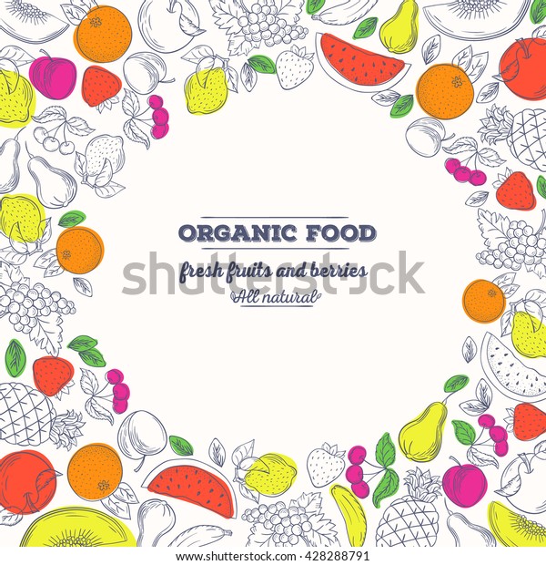 Fruit Frame Design Template Fruit Vector Stock Vector (Royalty Free ...