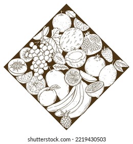 Fruits Berries Vector Romb Composition Set Stock Vector (Royalty Free ...