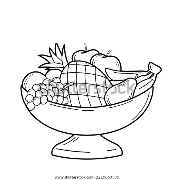 Fruits Bundle Vector Drawing Outline Drawing Stock Vector (Royalty Free ...
