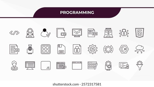 Fully Editable Outline Icon Collection Programming Stock Vector ...