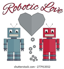 Fully Vector Robots Heart Robotic Love Stock Vector (Royalty Free ...
