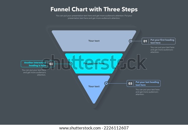 Funnel Chart Template Three Steps Dark Stock Vector (Royalty Free ...