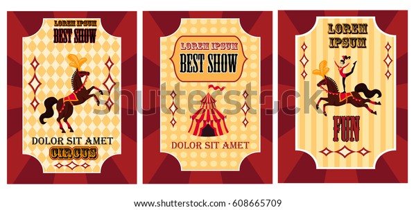 Funny Circus Poster Set Poster Best Stock Vector (Royalty Free ...