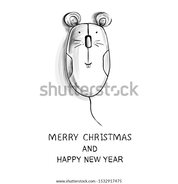 Funny Computer Mouse Ears Tail New Stock Vector (Royalty Free ...