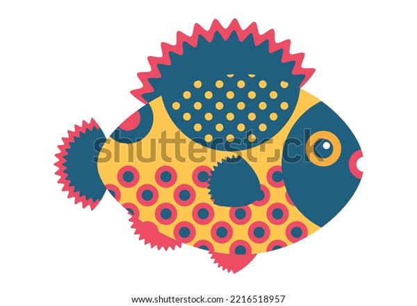 Funny Creative Fish Geometric Pattern Isolated Stock Vector (Royalty ...