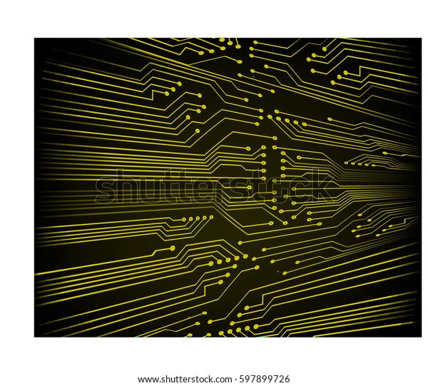 Future Technology Circuit Yellow Security Concept Stock Vector (Royalty ...