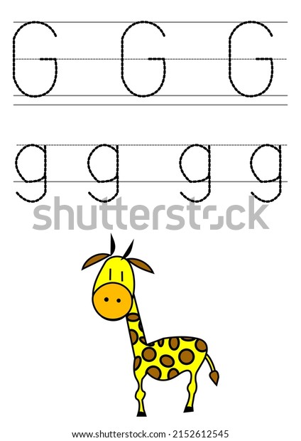 G Giraffe Alphabet Trace Exercise Kid Stock Vector (Royalty Free ...
