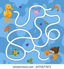 Game Children String Maze Help Cute Stock Vector (Royalty Free ...