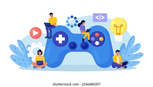 Game Development Playing Online Creative Process Stock Vector (Royalty ...