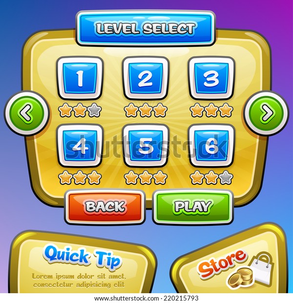 Game Ui Level Select Vector Eps Stock Vector (Royalty Free) 220215793 ...