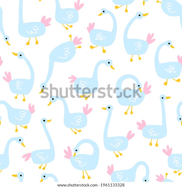 Geese Seamless Pattern White Geese Different Stock Vector (Royalty Free ...
