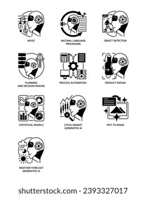 Generative Ai Icon Set Glyph Style Stock Vector (Royalty Free ...