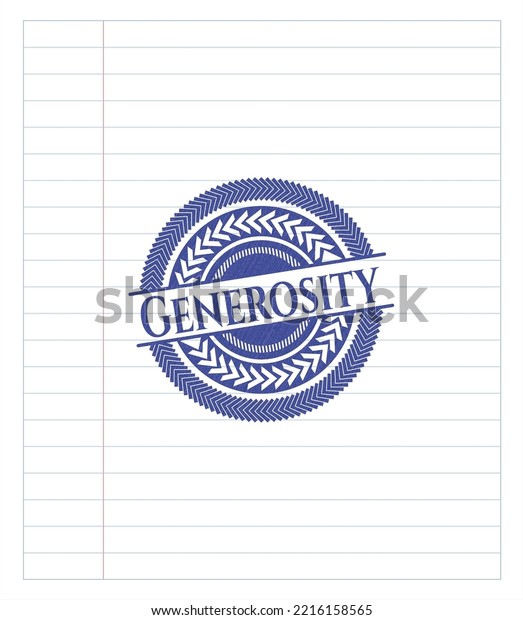 Generosity Emblem Draw Pen Effect Blue Stock Vector (Royalty Free ...