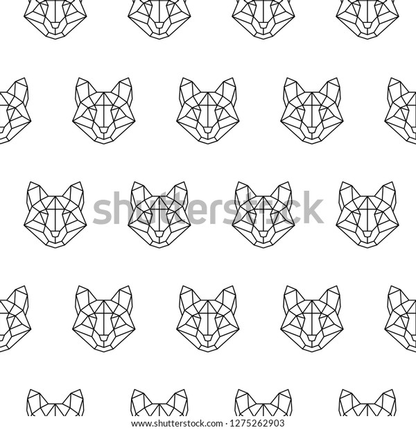 Geometric Fox Seamless Pattern Polygons Vector Stock Vector (Royalty ...