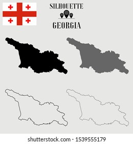 Georgia Outline World Map Solid Dash Stock Vector (Royalty Free ...